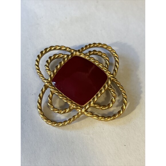 Monet | Jewelry | Vintage Signed Monet Goldtone Red Enamel Rhombus ...